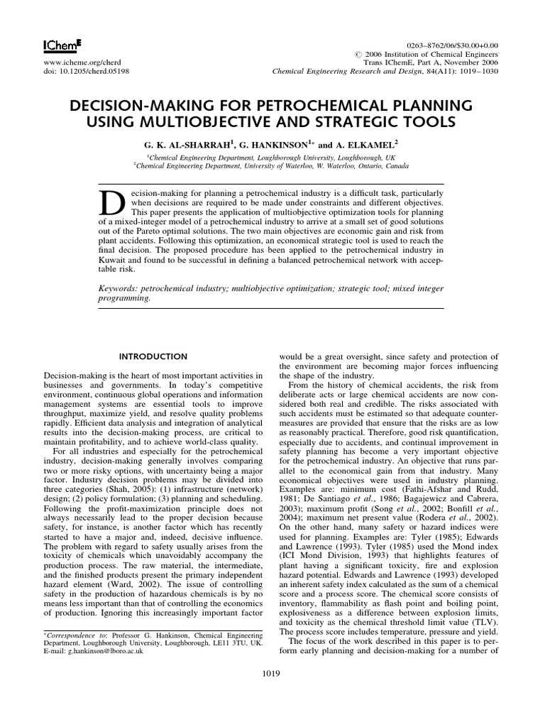 Petrochemicals Planning. | PDF | Mathematical Optimization | Risk