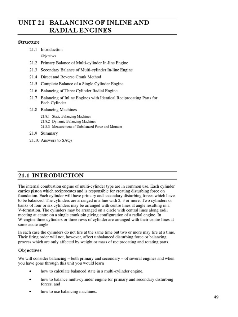 Balancing of Inline | PDF | Internal Combustion Engine | Cylinder (Engine)