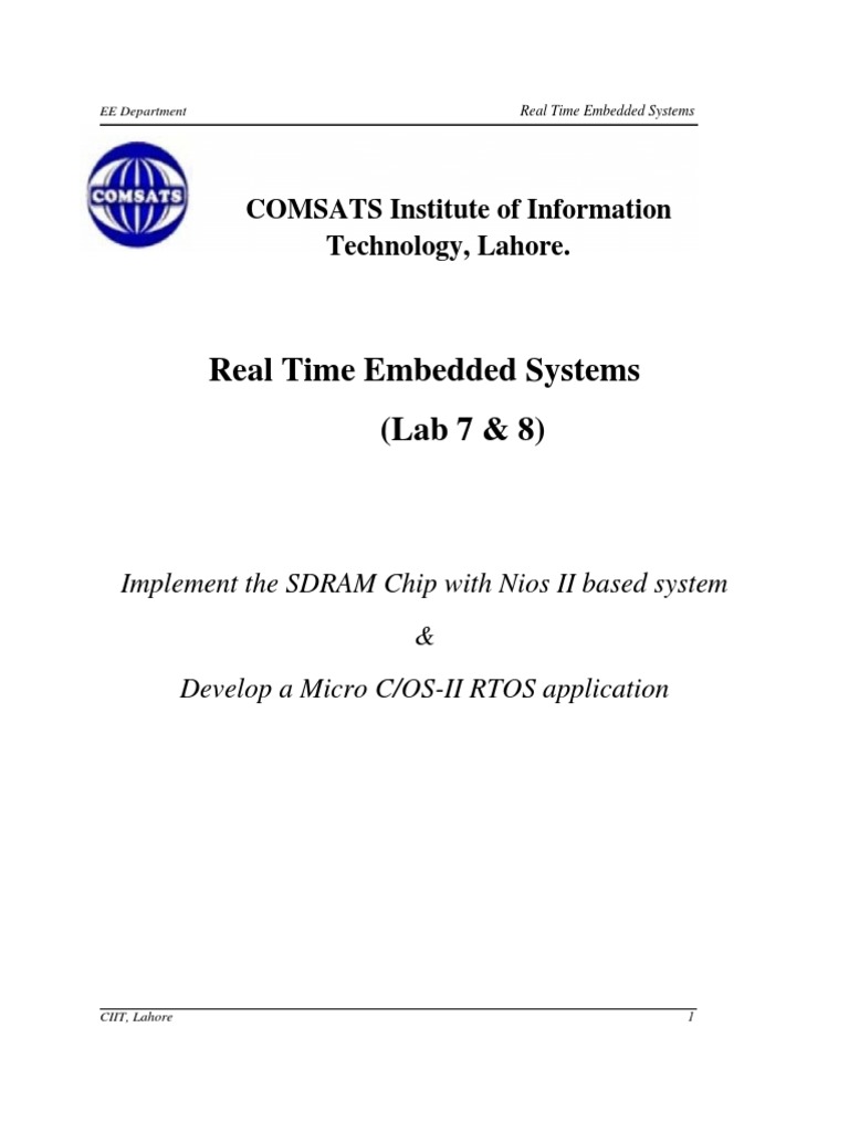 Real Time Embedded Systems (Lab 7 & 8) : COMSATS Institute of ...