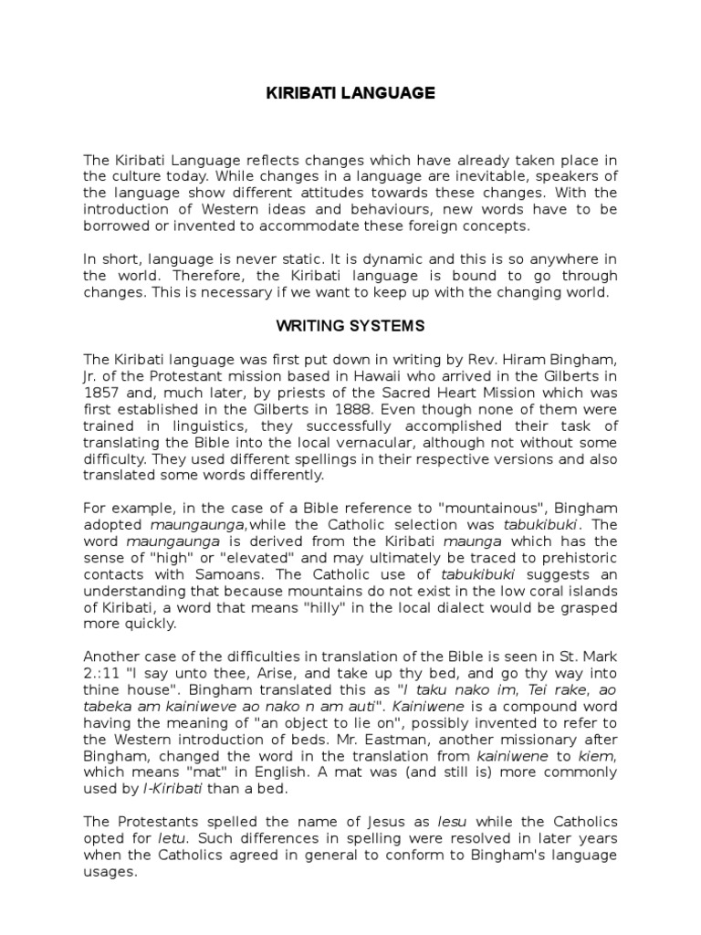 Kiribati Language | PDF | English Language | Languages