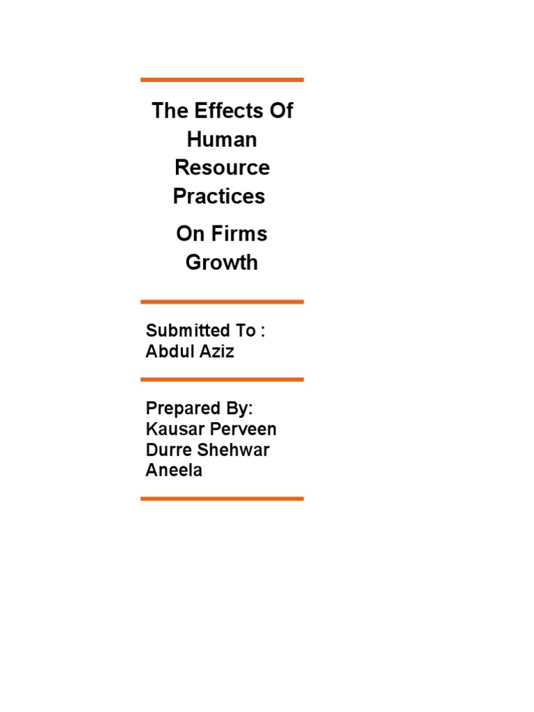 The Effects of Human Resource Practices | PDF | Organization ...