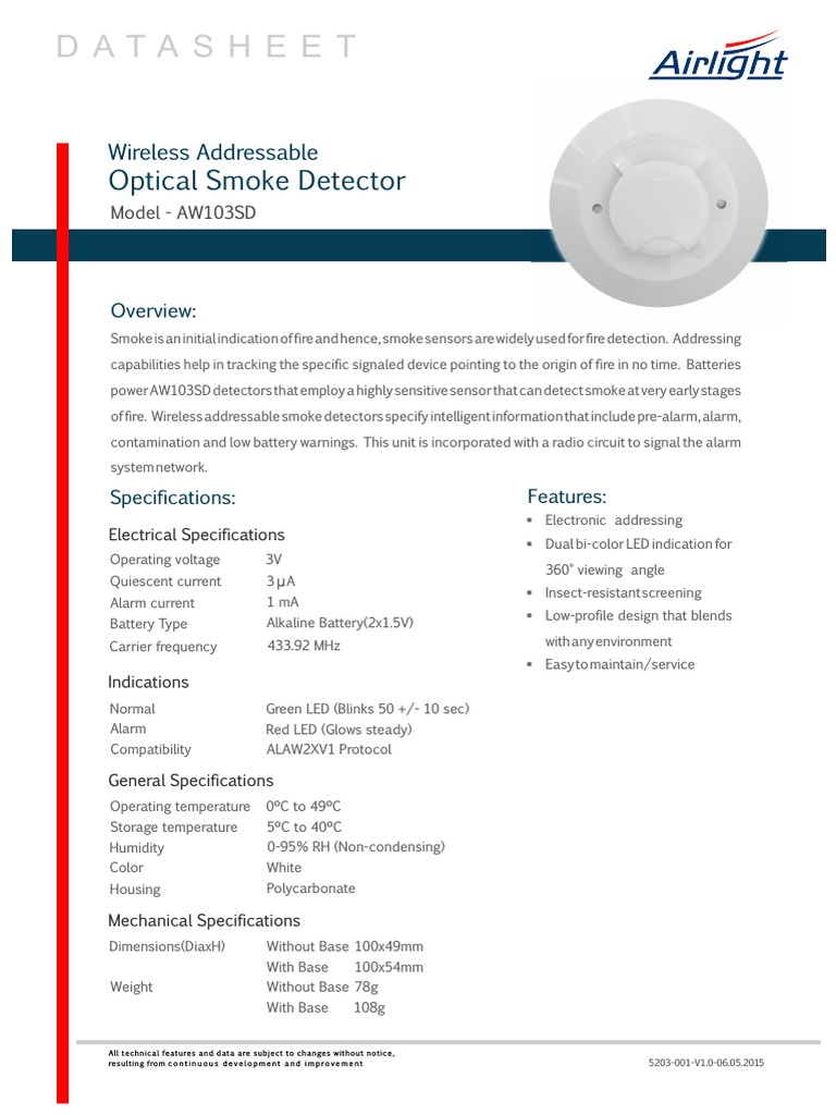 Wireless Address Able Smoke Detector | PDF