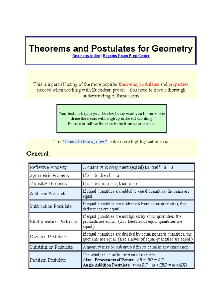 Geometry Theorems and Postulates Guide | PDF | Triangle | Rectangle