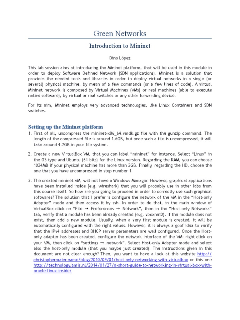 Green Networks: Introduction To Mininet | PDF | Virtual Machine | Command Line Interface