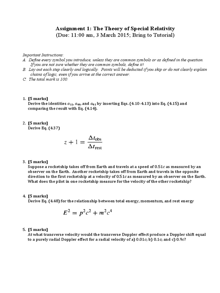 PA The Theory of Special Relativity | PDF | Special Relativity ...