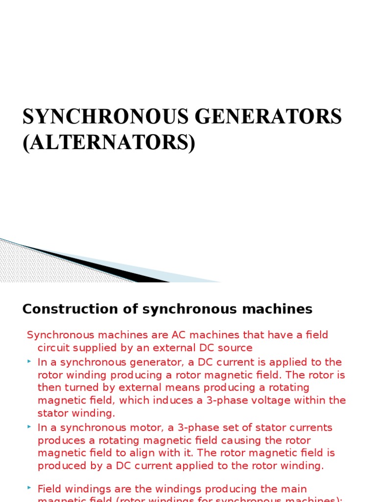 Synchronous Generators | PDF | Electric Generator | Mechanical Engineering