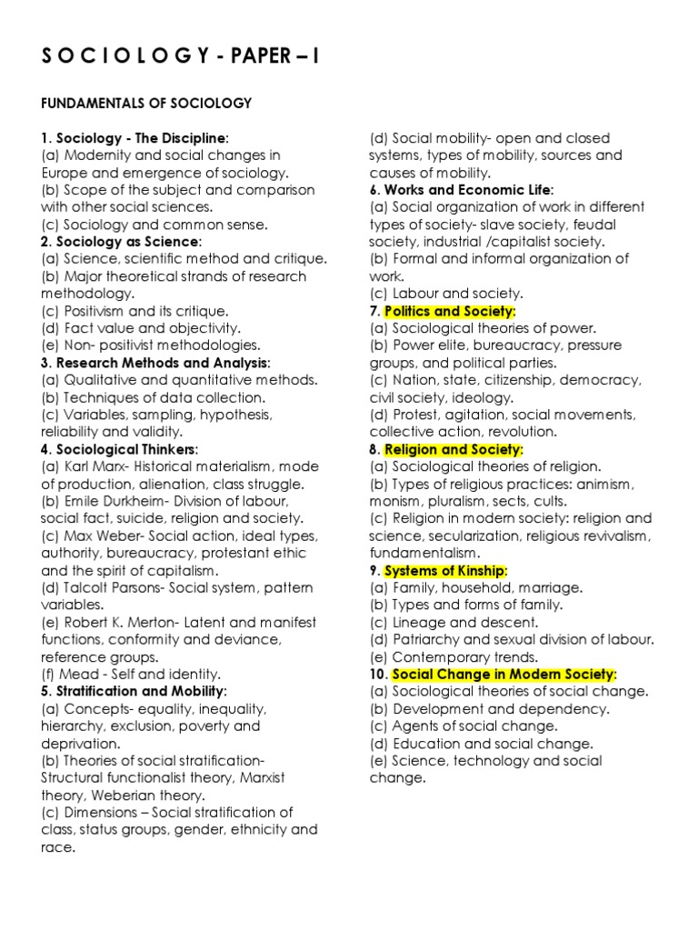 Sociology Syllabus 2015 PDF | PDF | Positivism | Social Stratification