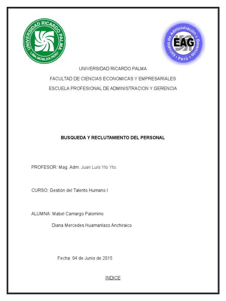 Busqueda y Reclutamiento Del Personal | PDF | Reclutamiento | Recursos ...