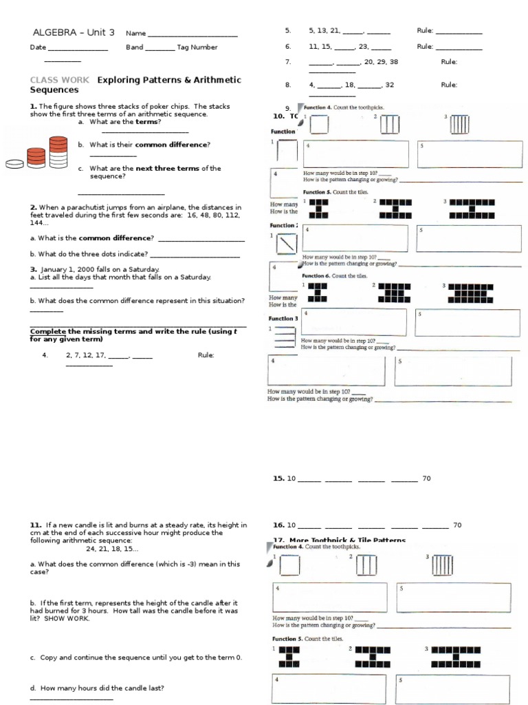 Exploring Arithmetic Sequences in Algebra | PDF | Teaching Methods ...
