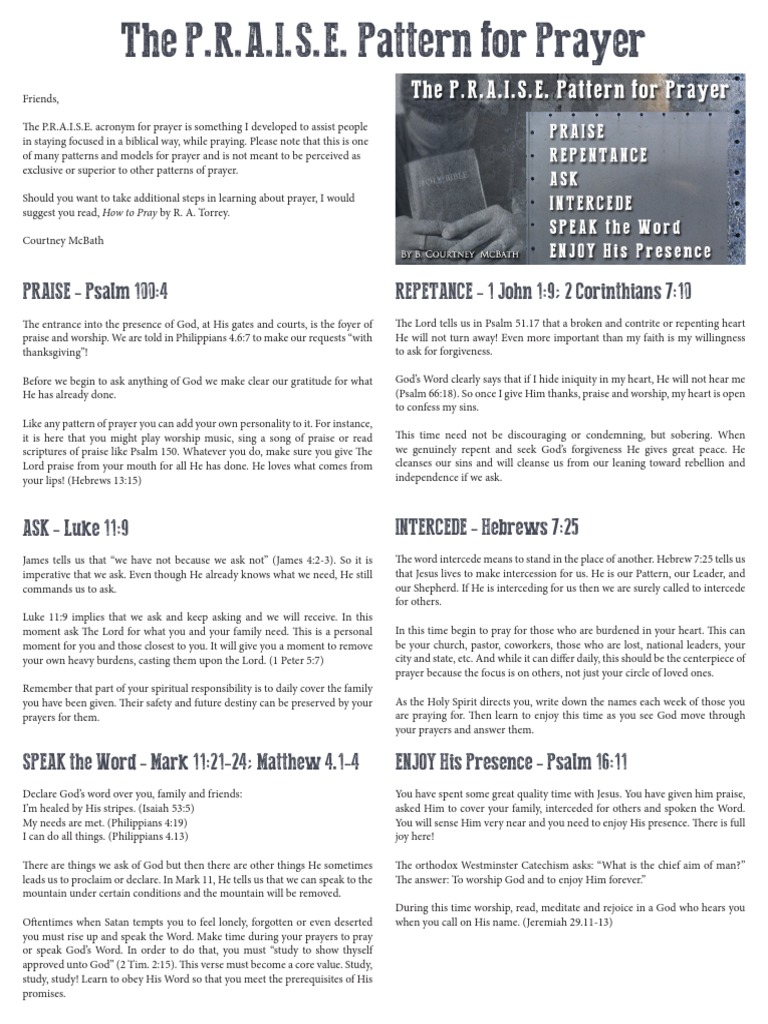 The P.R.A.I.S.E. Prayer Pattern Guide | PDF | Repentance | Prayer