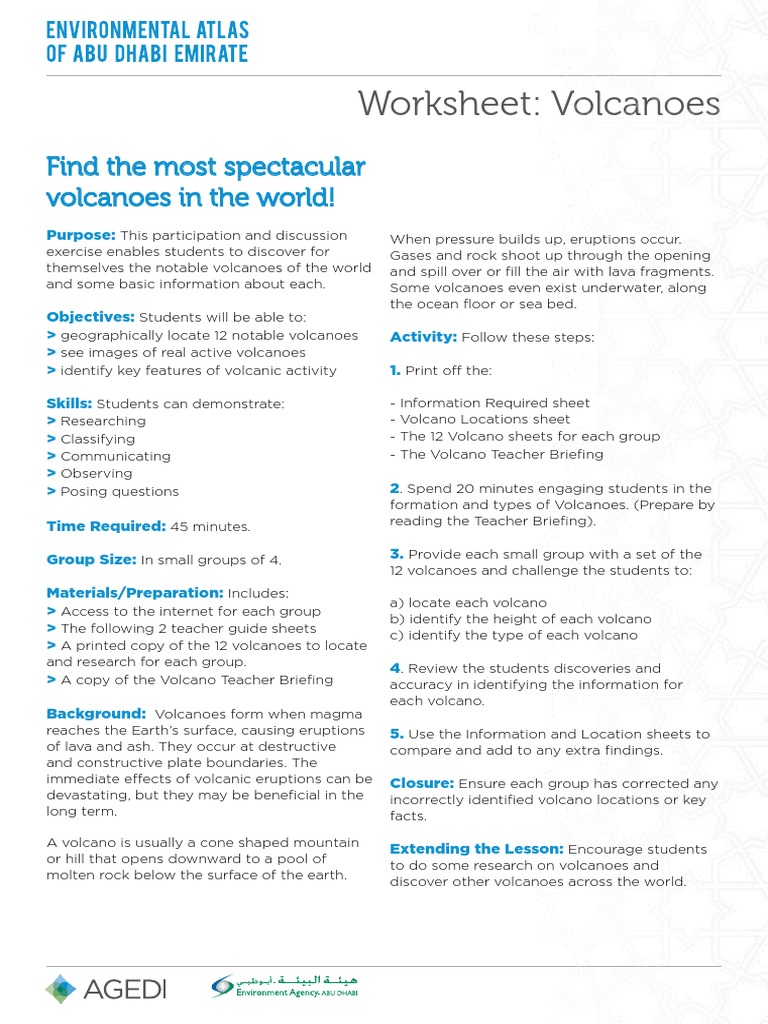 Volcanoes Mapping Worksheet | PDF | Volcano | Lava