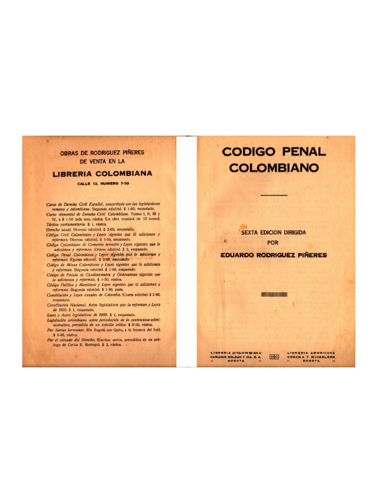 Código Penal Colombiano 1890 | PDF