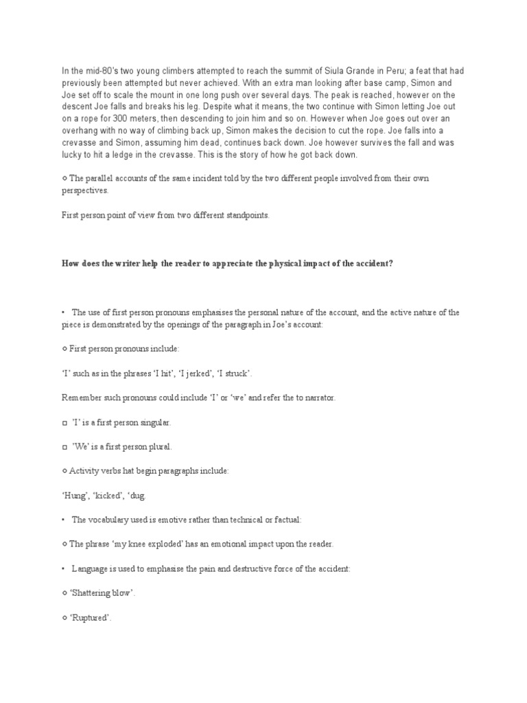 Touching The Void Summary and Explaination | PDF | Morphology | Onomastics