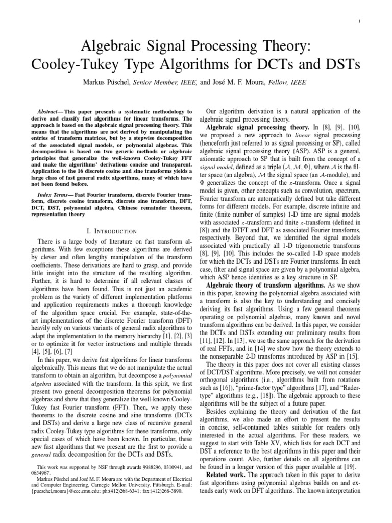 Algebraic Signal Processing Theory: Cooley-Tukey Type Algorithms For ...