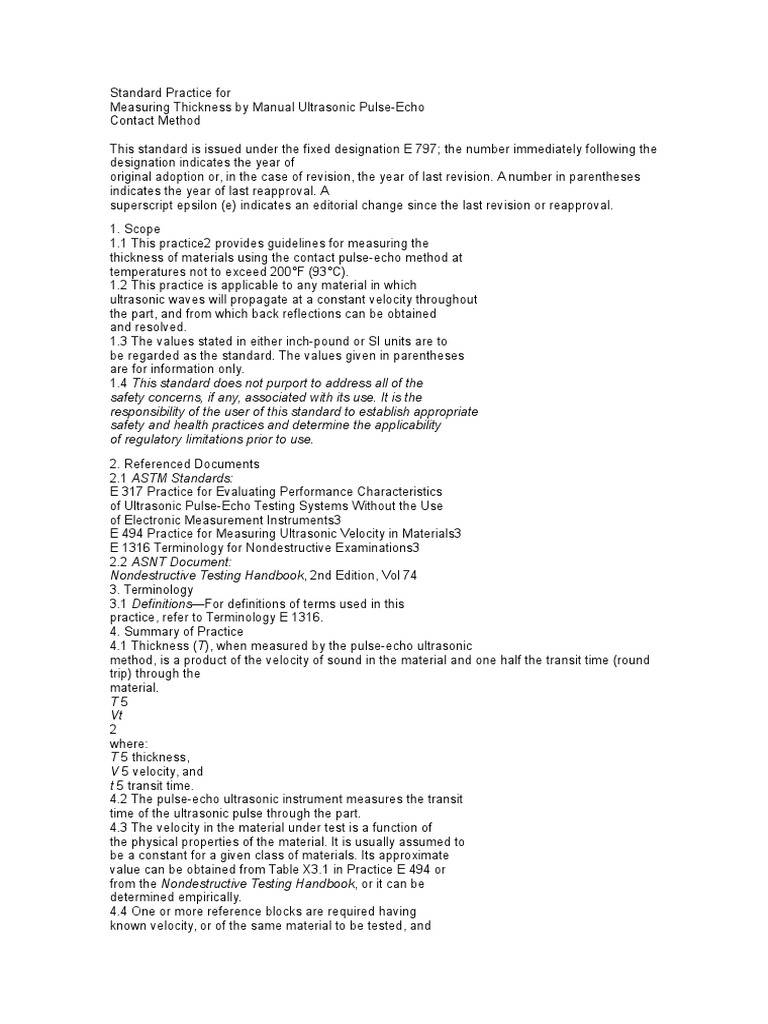 ASTM E797 Pulso Eco | PDF | Calibration | Ultrasound