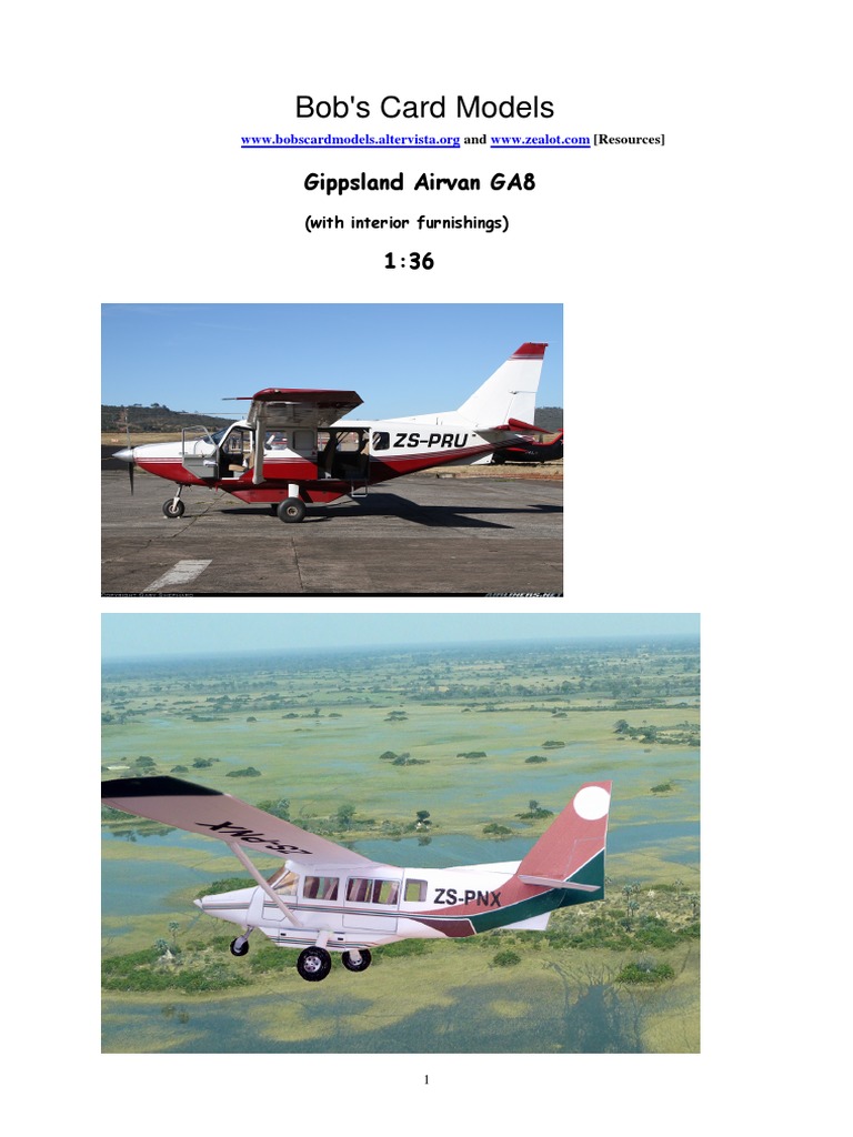 Bob's Card Models: Gippsland Airvan GA8 | PDF | Spar (Aeronautics ...