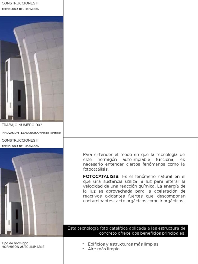 Hormigón Autolimpiable: Innovación y Beneficios | PDF | Contaminación ...