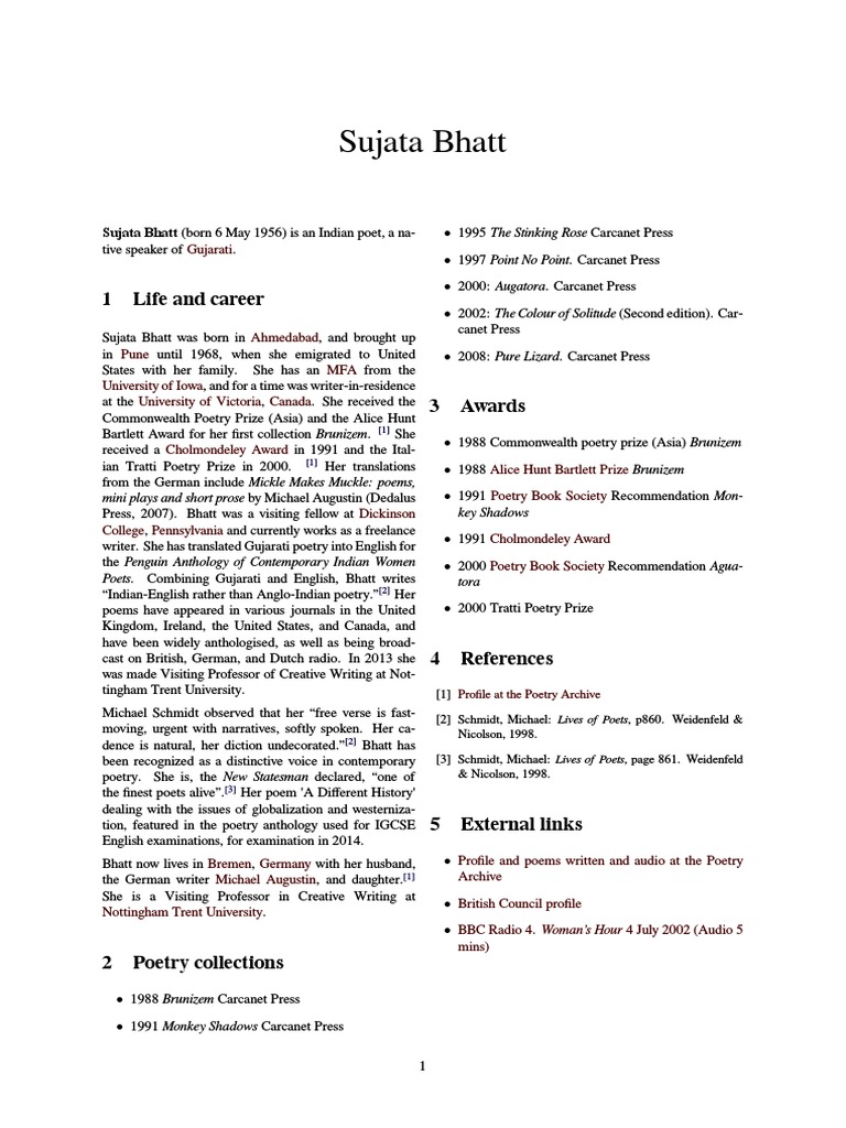 Sujata Bhatt | Poetry | Fiction & Literature