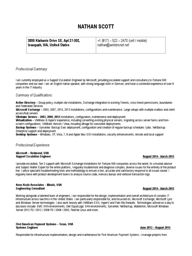 Nathan Scott - WA Resume | PDF | Microsoft Exchange Server | Microsoft ...