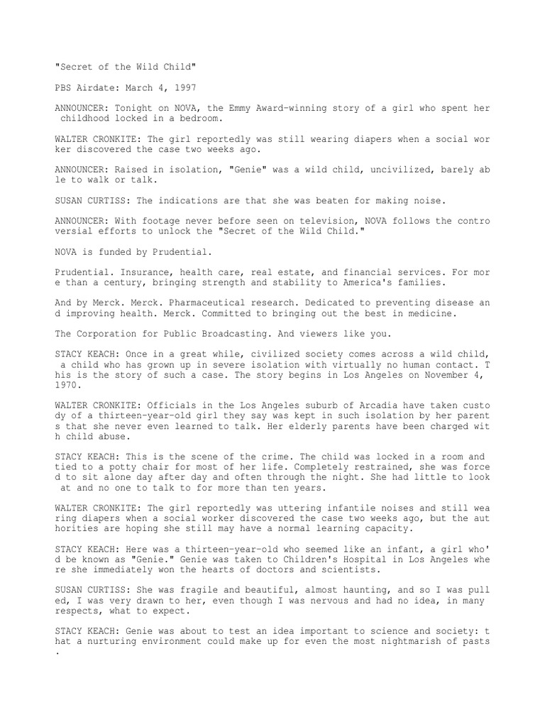 Secret of The Wild Child - TRANSCRIÇÃO | PDF | Wellness | Medical