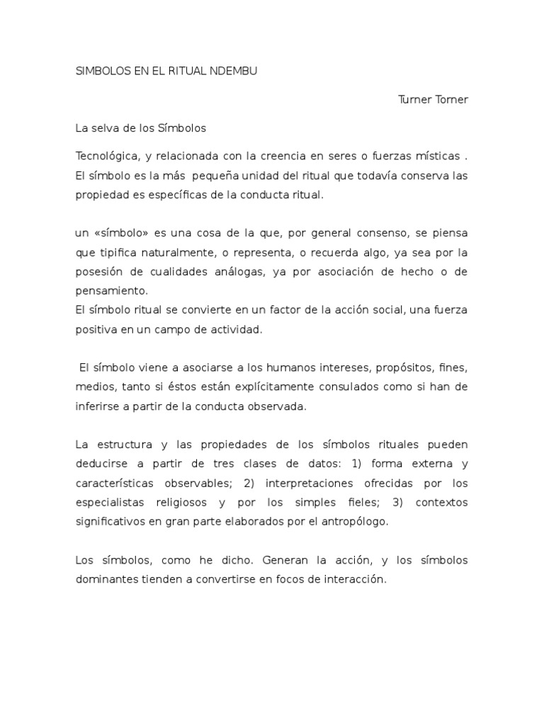 Simbolos en El Ritual Ndembu | PDF | Los símbolos | Rituales