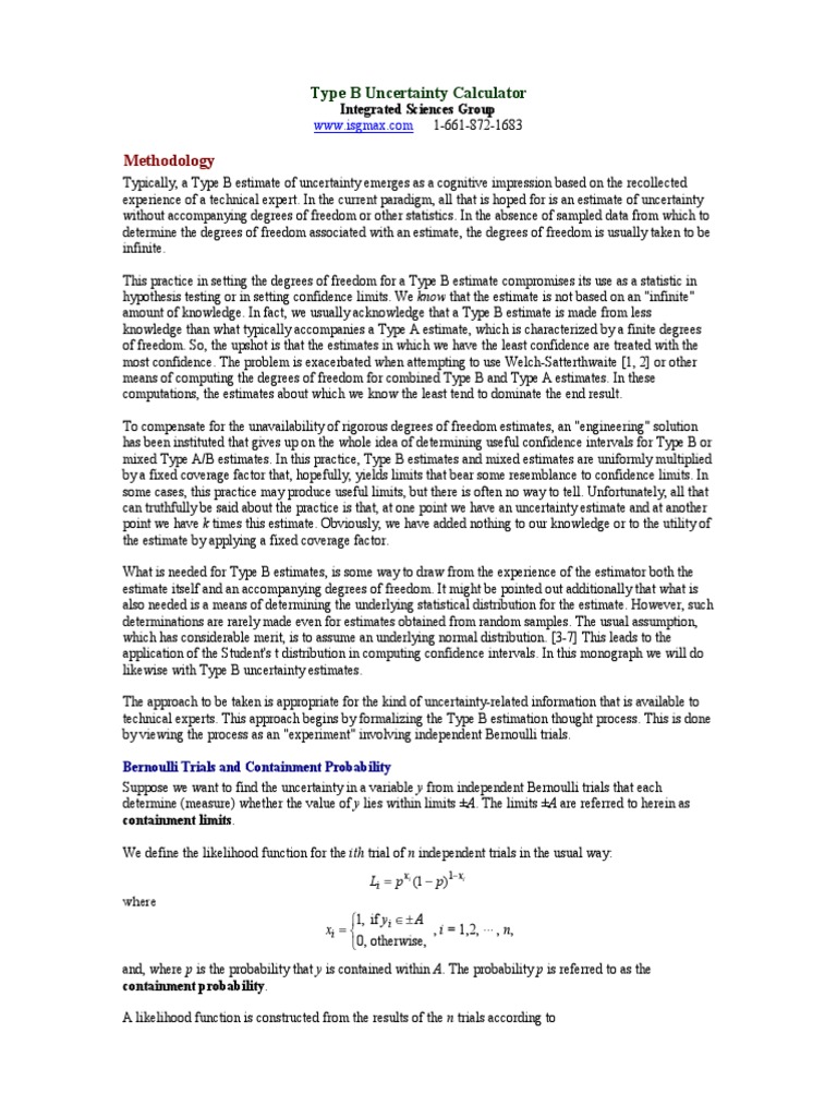 Type B Uncertainty Calculator | PDF | Confidence Interval | Uncertainty