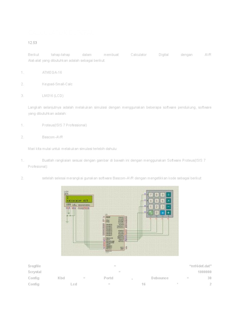 Code AVR Calculator Digital | PDF