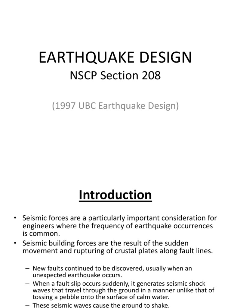 Earthquake Design Lec1 | PDF | Earthquakes | Force