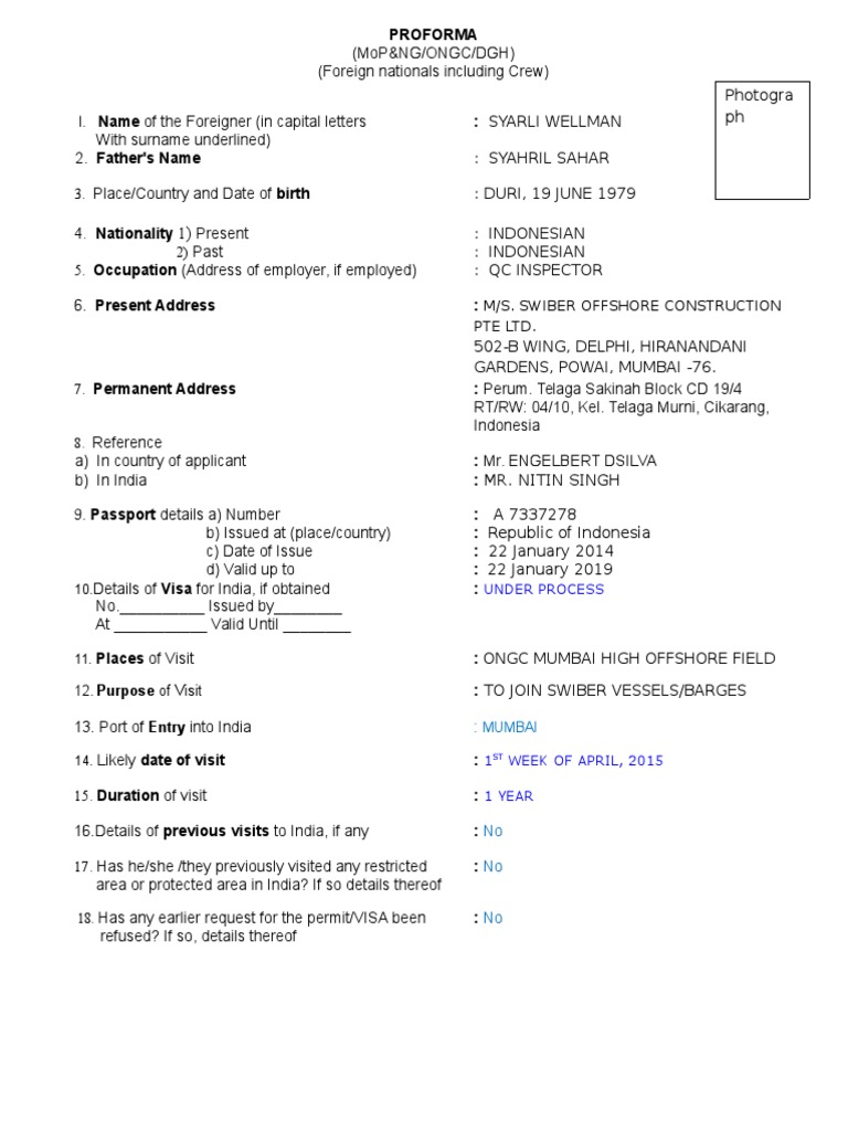 Proforma - Moha Blank Form | PDF