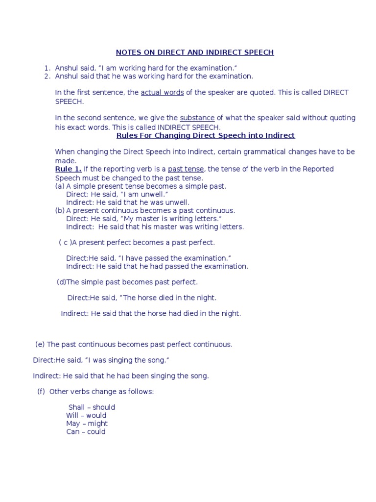Direct and Indirect Speech Rules | PDF | Linguistic Typology | Philology
