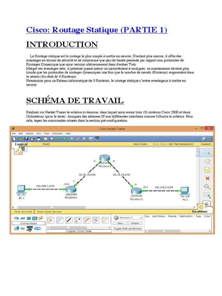 TP Routage Statique Packet Tracer | PDF | Routeur | Routage