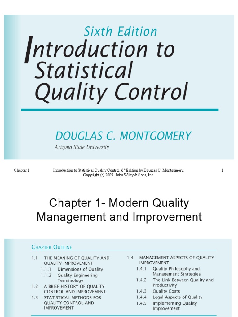 1 Introduction To Statistical Quality Control, 6 Edition by Douglas C ...
