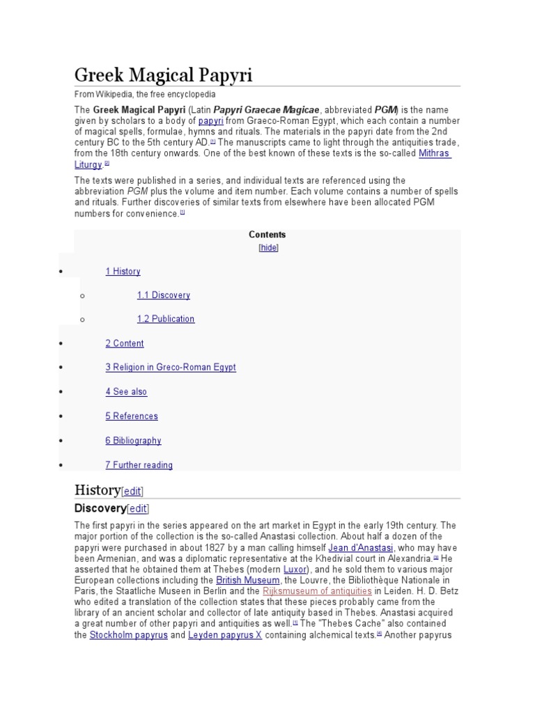 Greek Magical Papyri: History | PDF | Cultural Anthropology | Paranormal