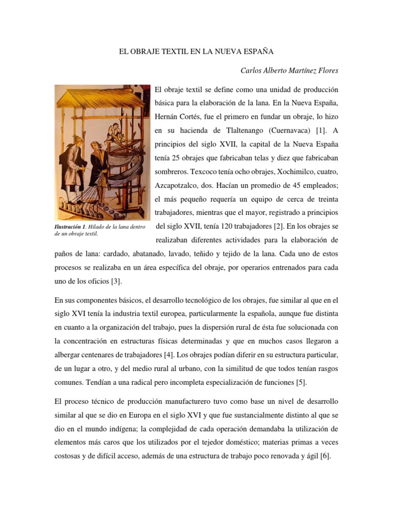 El Obraje Textil en La Nueva España | PDF | Ciudad de México ...