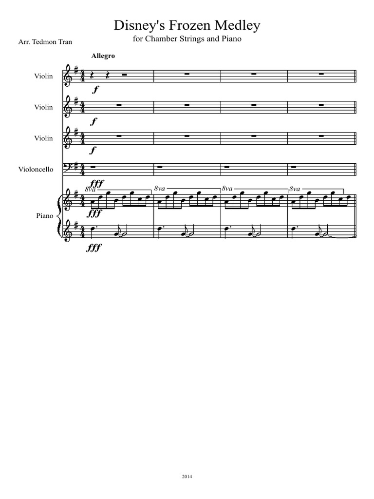 Disney's Frozen Medley: For Chamber Strings and Piano | PDF | Home ...