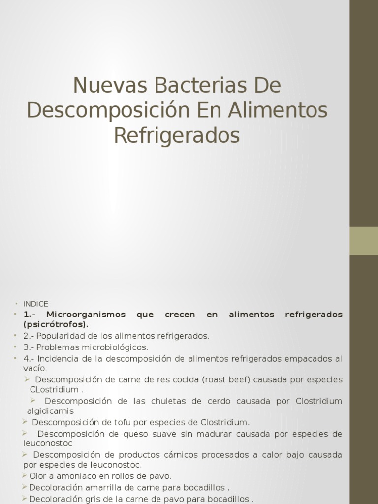 Nuevas Bacterias de Descomposición en Alimentos Refrigerados | PDF ...