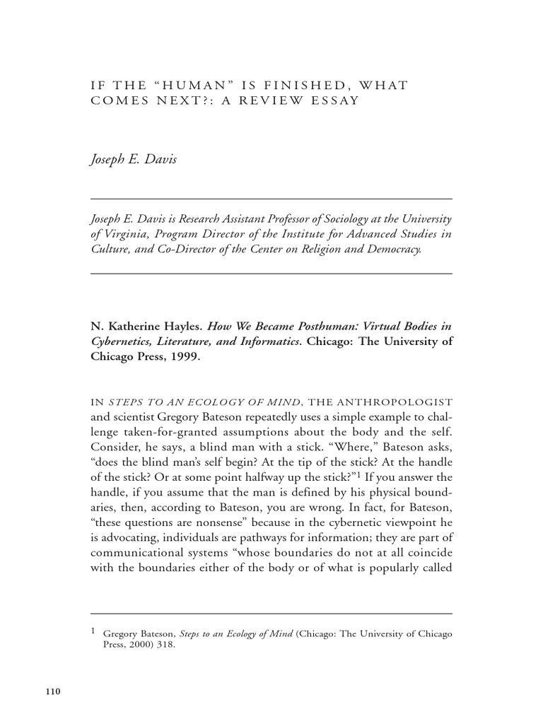 Joseph E. Davis: If The "Human" Is Finished, What Comes Next?: A Review Essay | Download Free ...