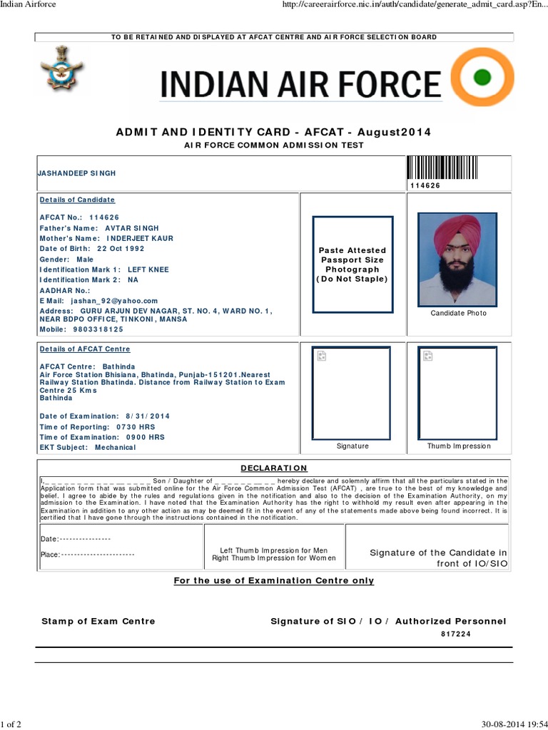 Indian Airforce | Identity Document | Government And Personhood