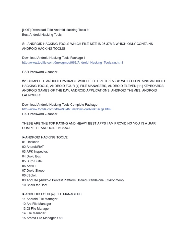 Best Android Hacking Tools | PDF