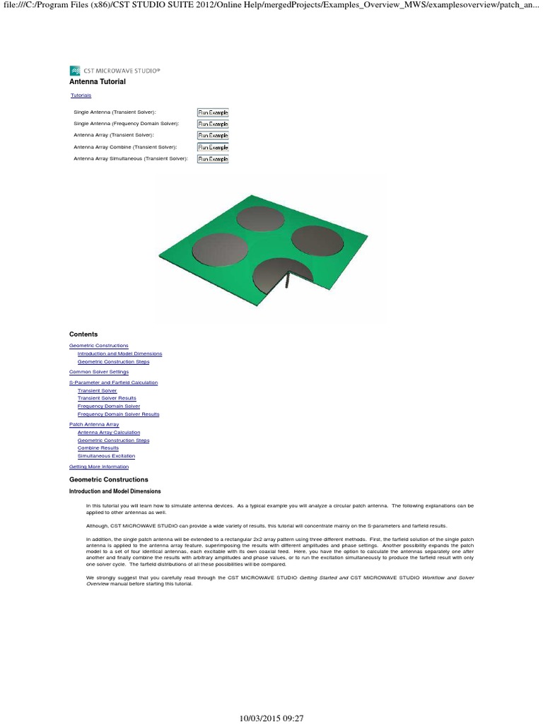 CST Probe Fed Patch Antenna Design | PDF | Antenna (Radio) | Waveguide