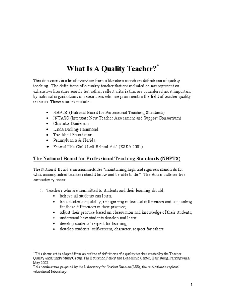 What Is Quality Teacher | PDF | Teachers | Educational Assessment