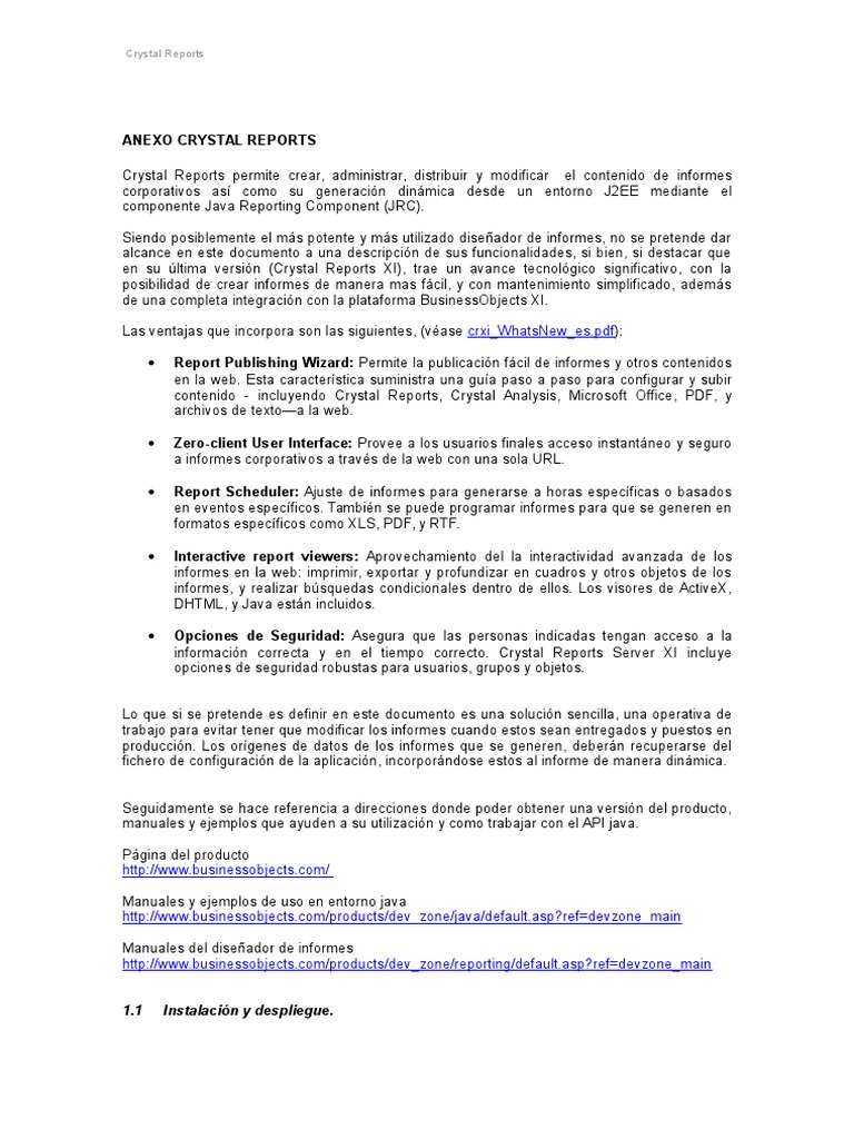 Uso de Crystal Reports en Java | PDF | Java (lenguaje de programación) | Formato de Documento ...