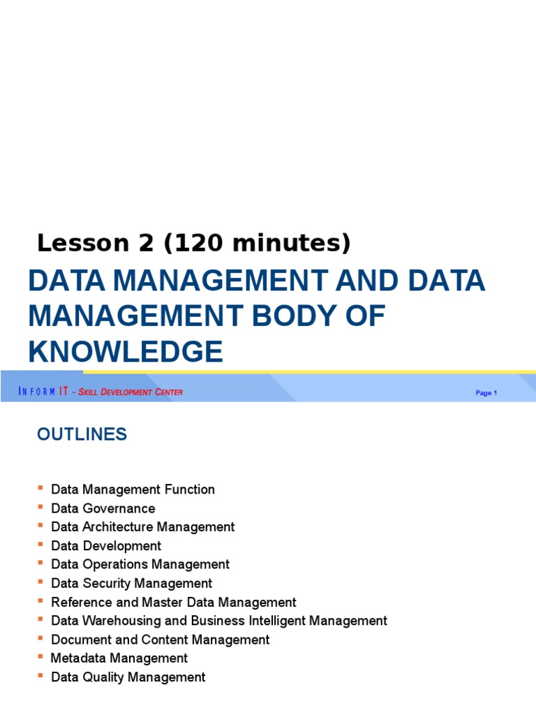 Lesson 2 - Data Management and Data Management Book of Knowledge 010115 ...