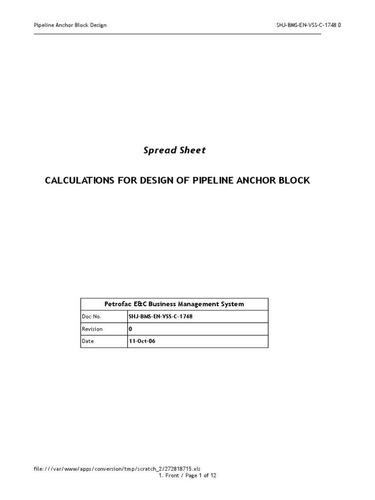 Design of Underground Pipeline Anchor Block | PDF | Mechanics | Physics