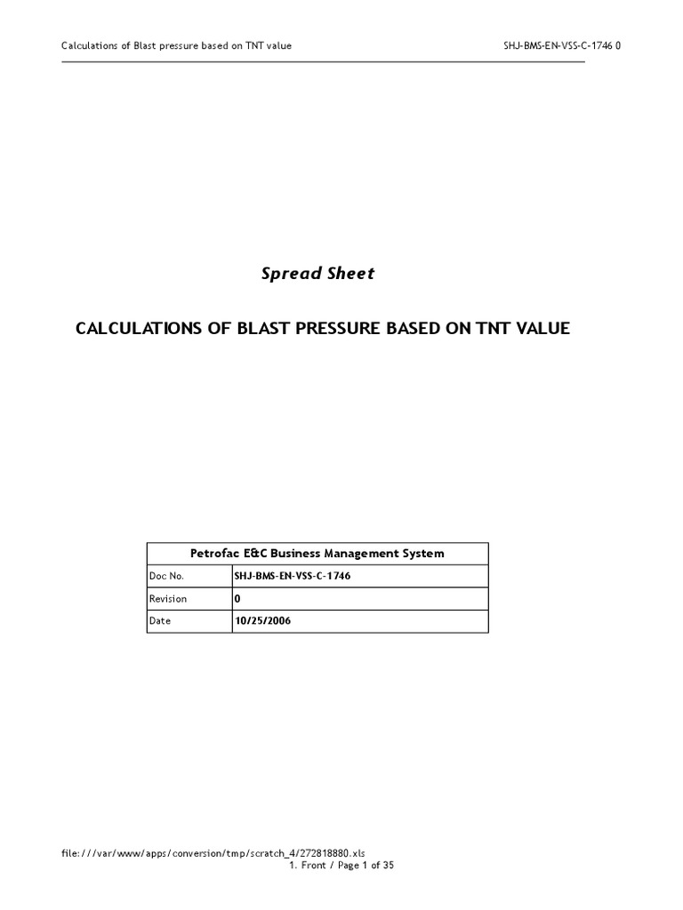 Blast Calculation | PDF | Applied And Interdisciplinary Physics | Nature