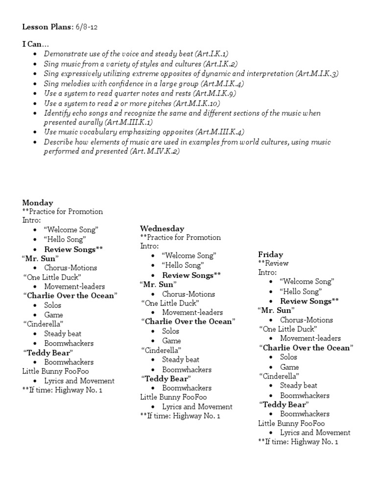 Lesson Plans: 6/8-12 I Can | PDF