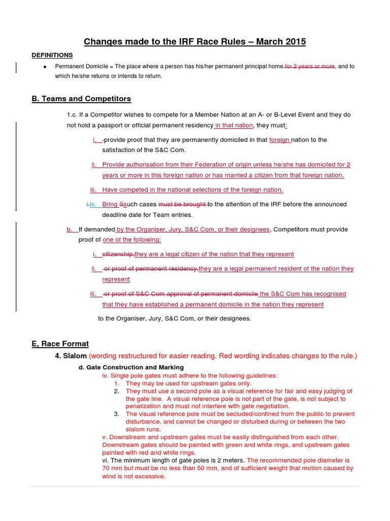 Race Rules March 2015 Changes Summary | PDF | Government | Justice