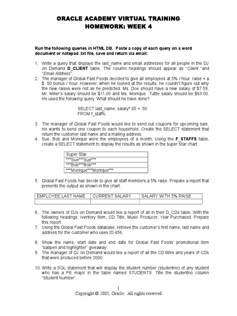 Homework 4 Pdf Sql Oracle Database