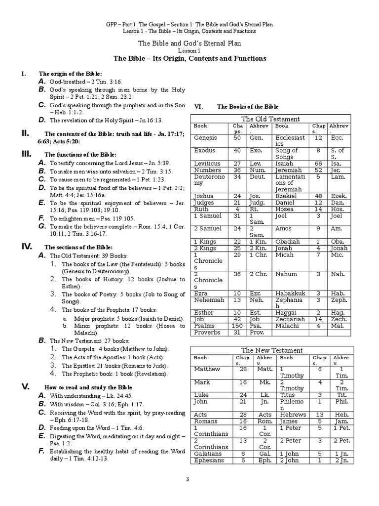 Lesson 01 Outline | The Gospel | Christian Bible