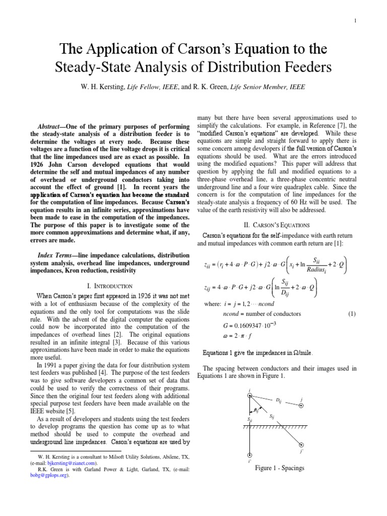 Application of Carson's Equation | PDF | Electrical Impedance ...